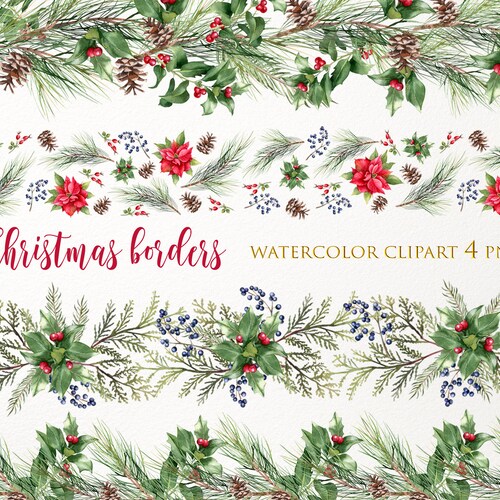 Watercolor Christmas Floral Winter Frame Clipart Winter - Etsy