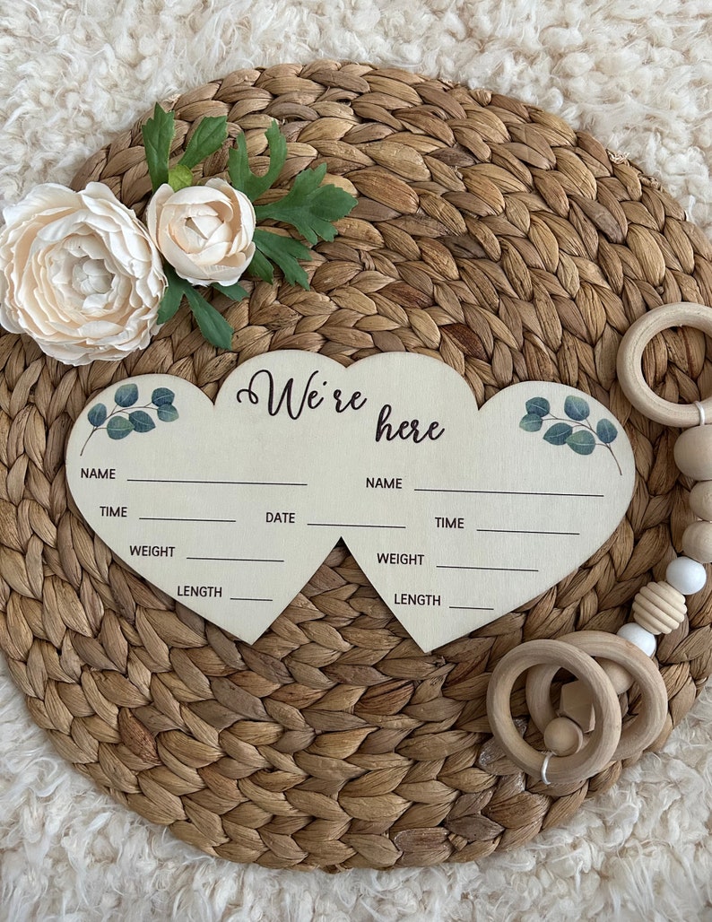 Twin Birth Announcement Sign, Twins Baby Announcement for Hospital ...