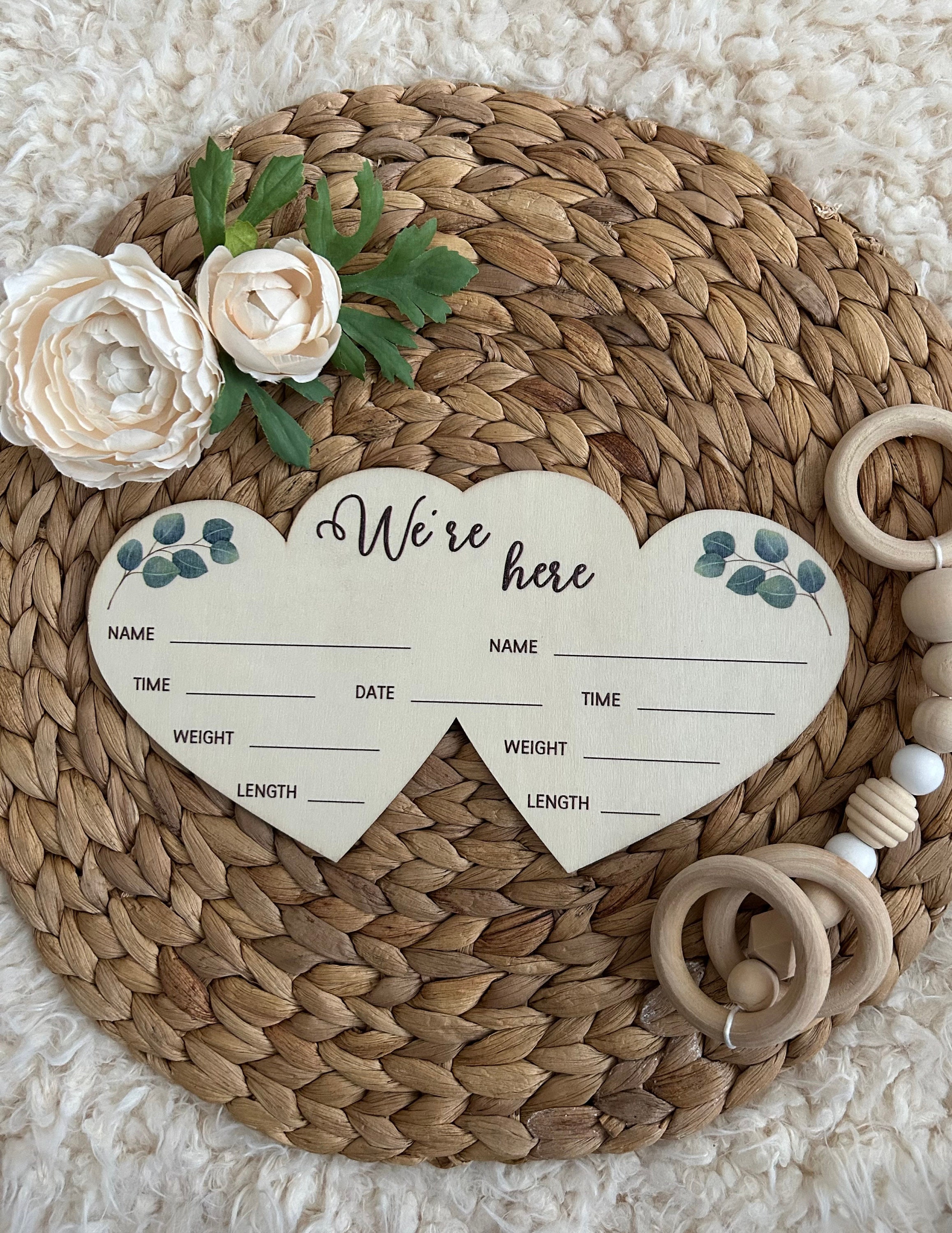 Twin Birth Announcement Sign, Twins Baby Announcement for Hospital ...