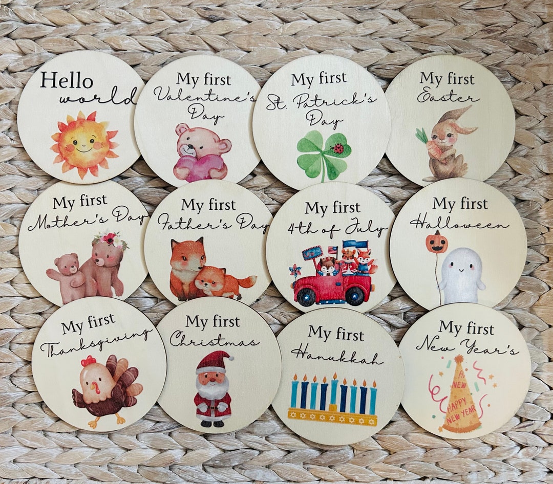 Baby's First Holidays Milestone Cards - Wooden Baby Milestone Signs ...