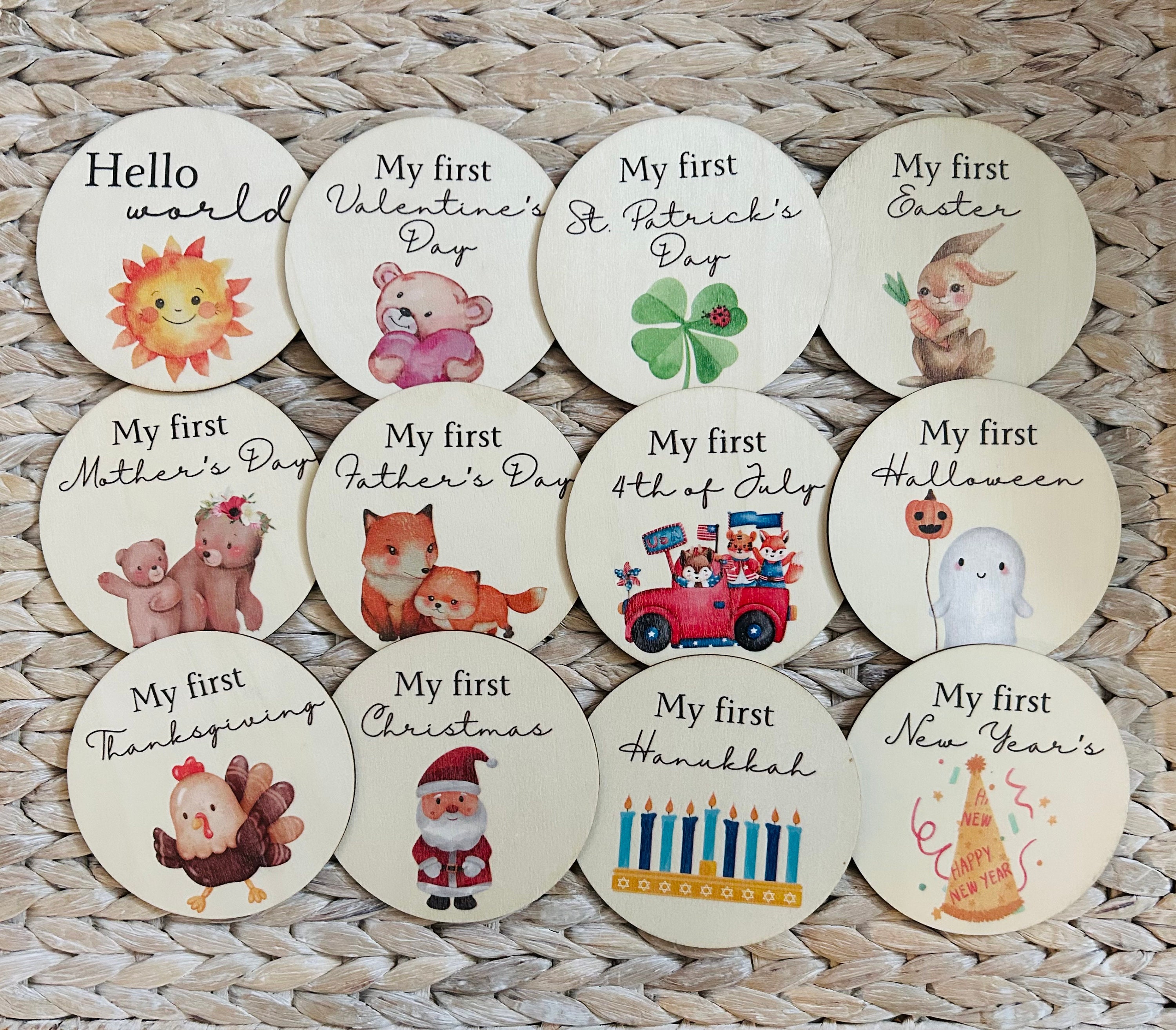 Baby's First Holidays Milestone Cards - Wooden Baby Milestone Signs ...