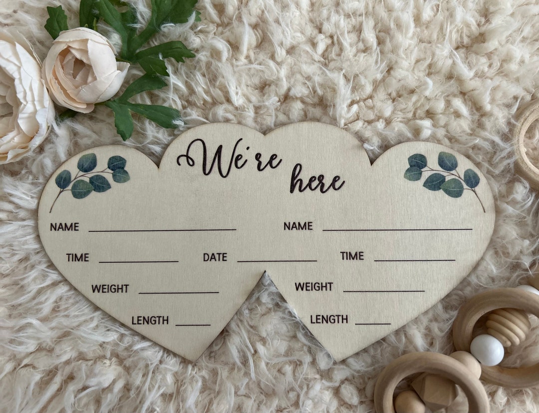 Twin Birth Announcement Sign, Twins Baby Announcement for Hospital ...