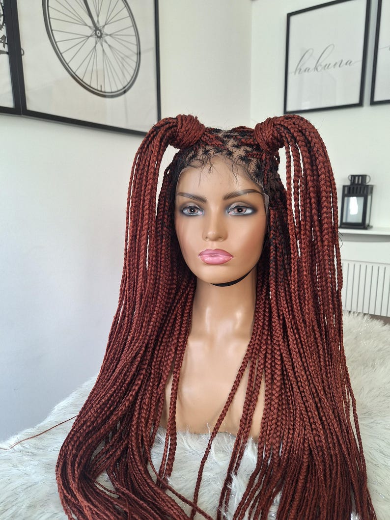 Ready to Ship Beautiful Knotless Braid Wig in Burgundy. Braided Wig for ...