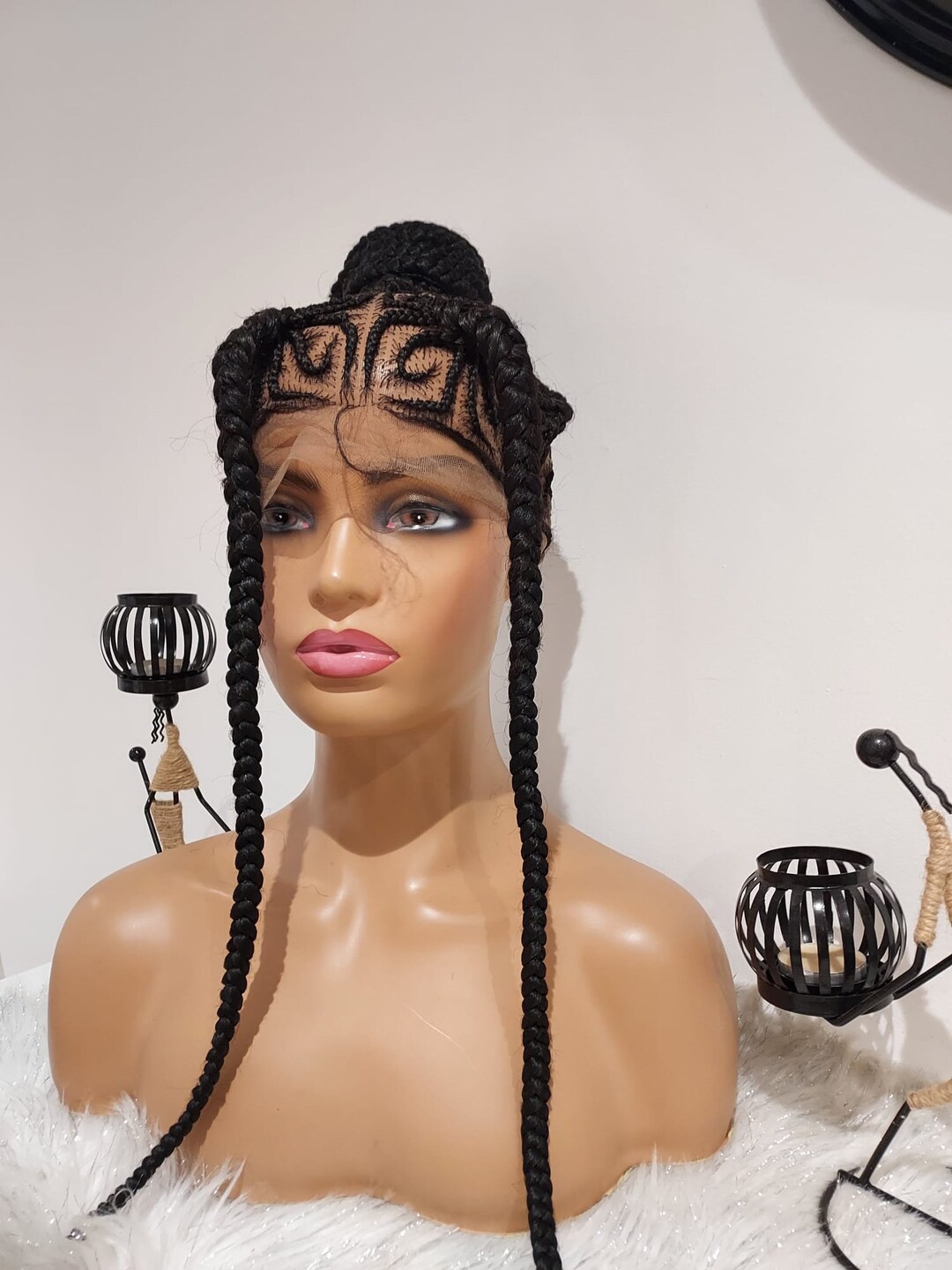 Ready to Post Beautiful Hand Made Conrow Braid Wig in Natural Black ...