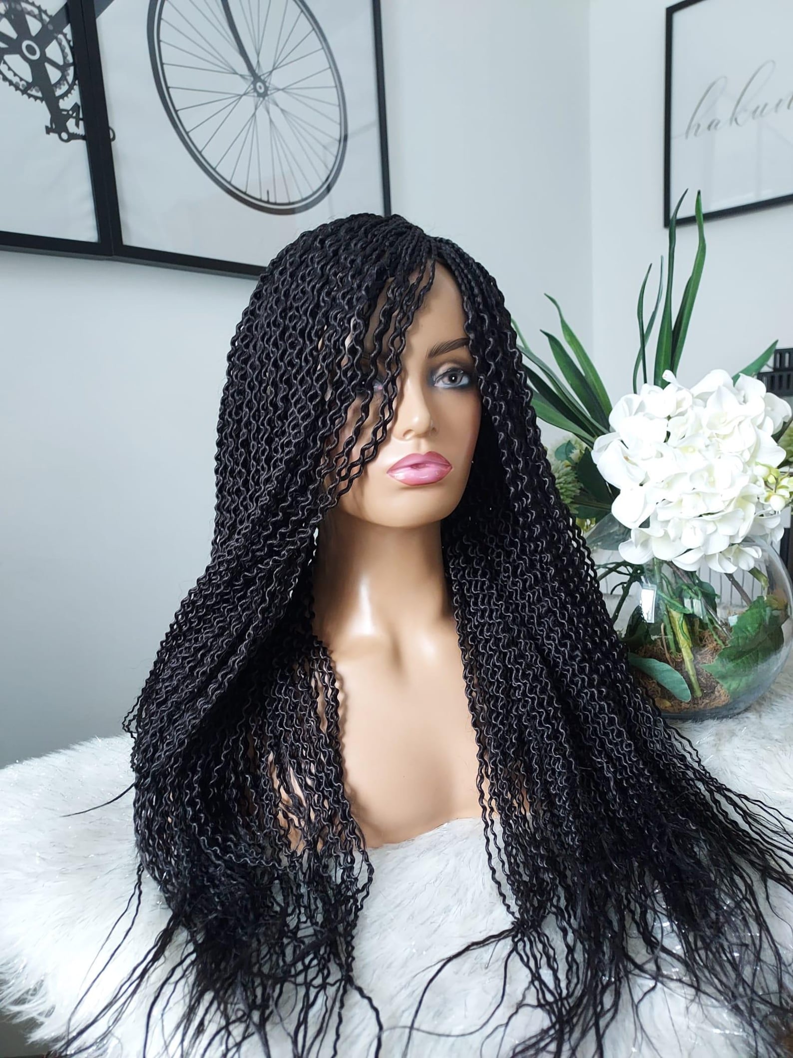 Handmade Braid Wig: Natural Black Braided Hair Wig - Etsy