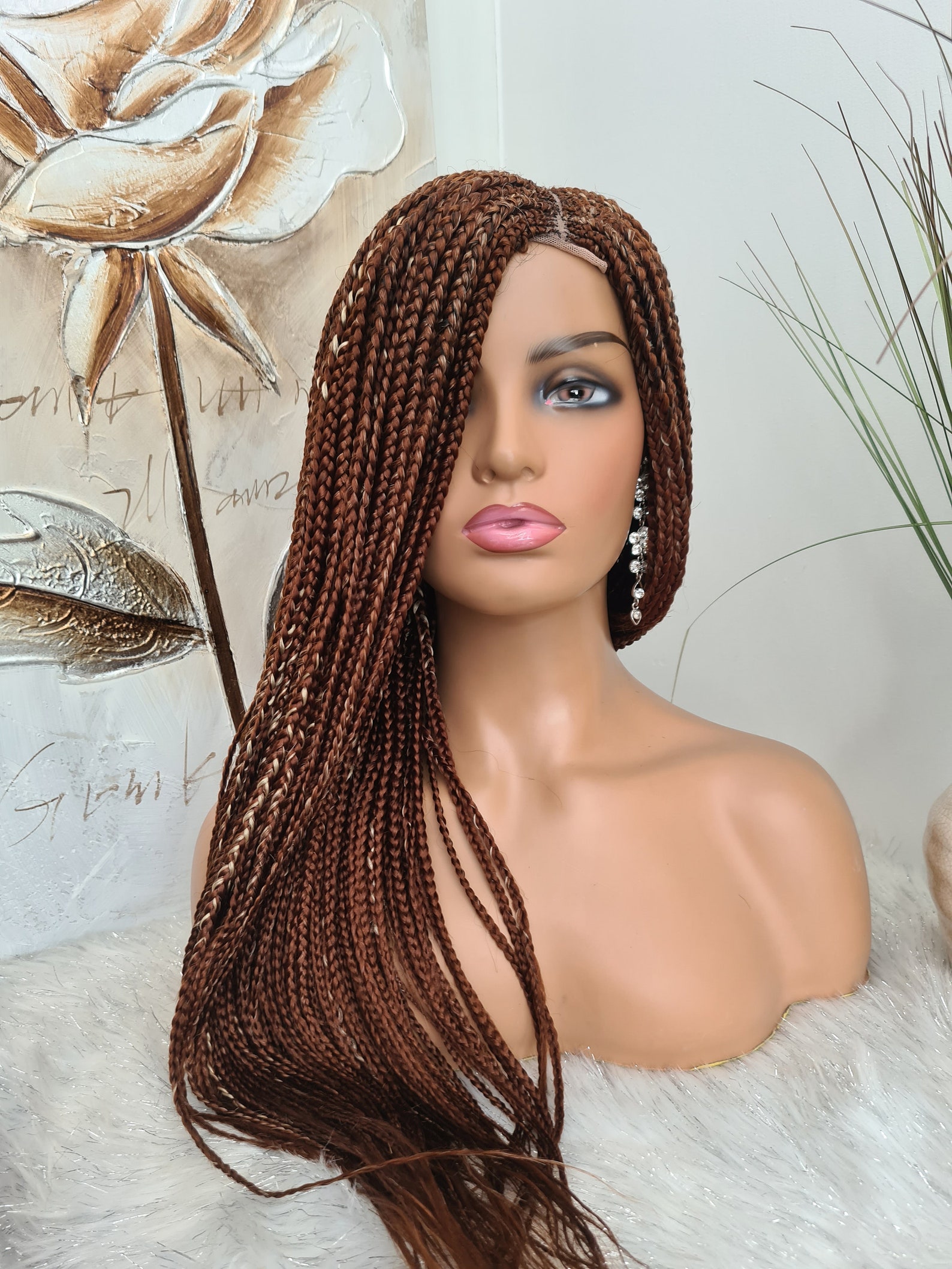 Ready to Post Beautiful Hand Made Braid Wig in Golden Brown Mix.. Gifts ...