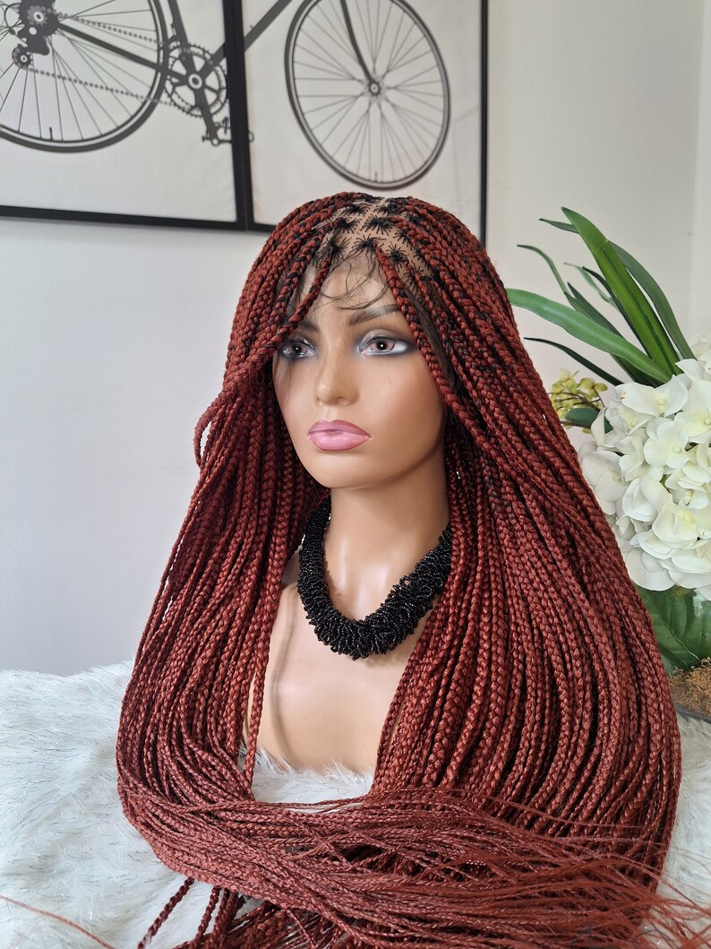 Ready to Ship Beautiful Knotless Braid Wig in Burgundy. Braided Wig for ...