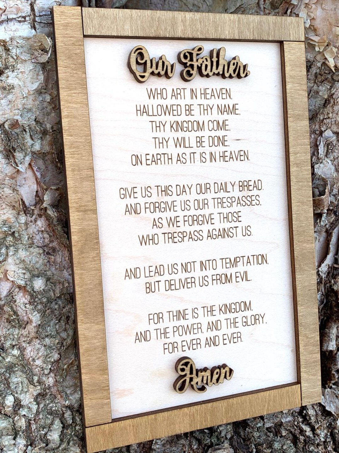 Lord's Prayer Sign, Our Father Wood Sign, Tiered Tray Sign, Religious ...