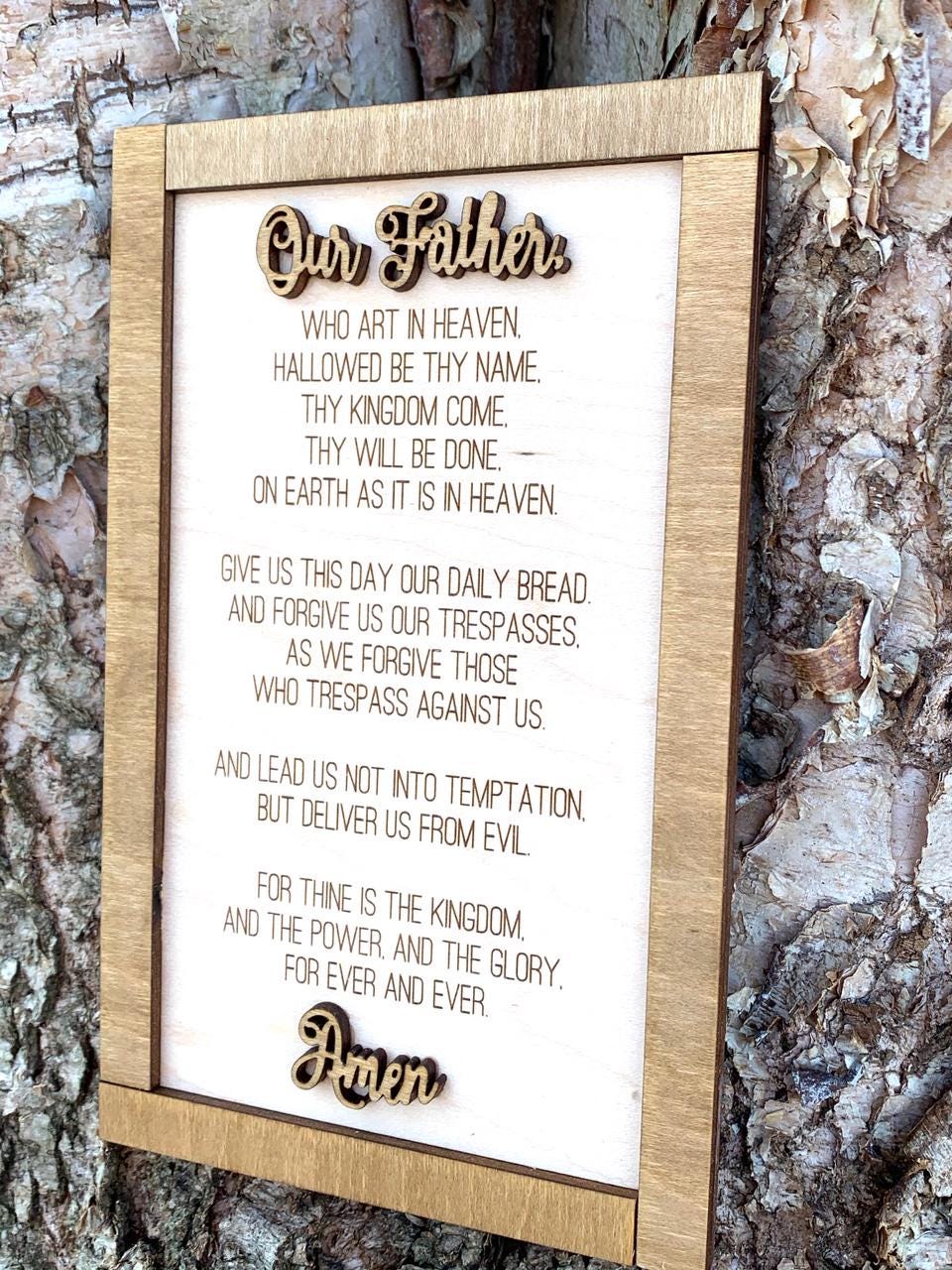 Lord's Prayer Sign, Our Father Wood Sign, Tiered Tray Sign, Religious ...