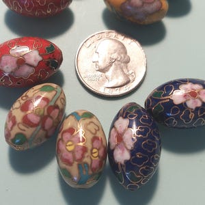 Vintage Cloisonne Color Mix Artistic Oval/egg Shape 25mm X 15mm ...