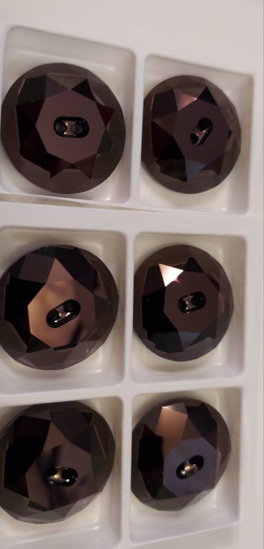 Swarovski 3014 Vintage Crystal Jet Nut Unfoiled Button Huge 30mm Full Factory FLAT of 6 ...