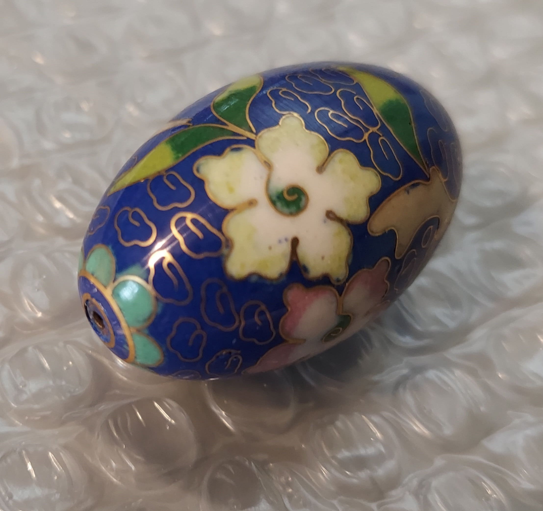 Vintage Cloisonne Cobolt Blue & Color Tapestry Artistic Oval/egg Shape ...