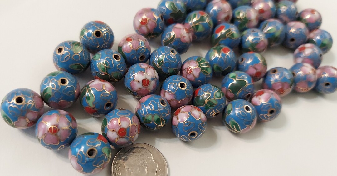 Vintage Cloisonne Haunting Light Lapis Blue Hue Beauties 12mm 50 Pc ...
