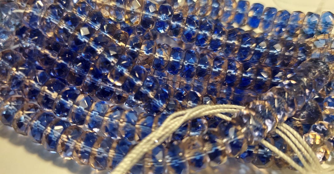 Vintage Faceted 8mm Rondell in Periwinkle & Golden Peach (three Strands ...