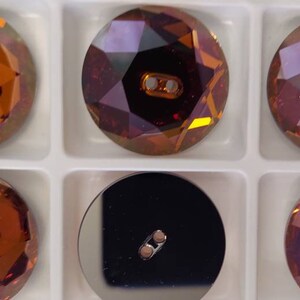 Swarovski 3014 Rare Vintage Crystal Copper Foiled Buttons Huge 30mm Full Factory FLAT of 6 ...