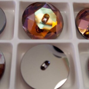 Swarovski 3014 Rare Vintage Crystal Copper Foiled Buttons Huge 30mm Full Factory FLAT of 6 ...