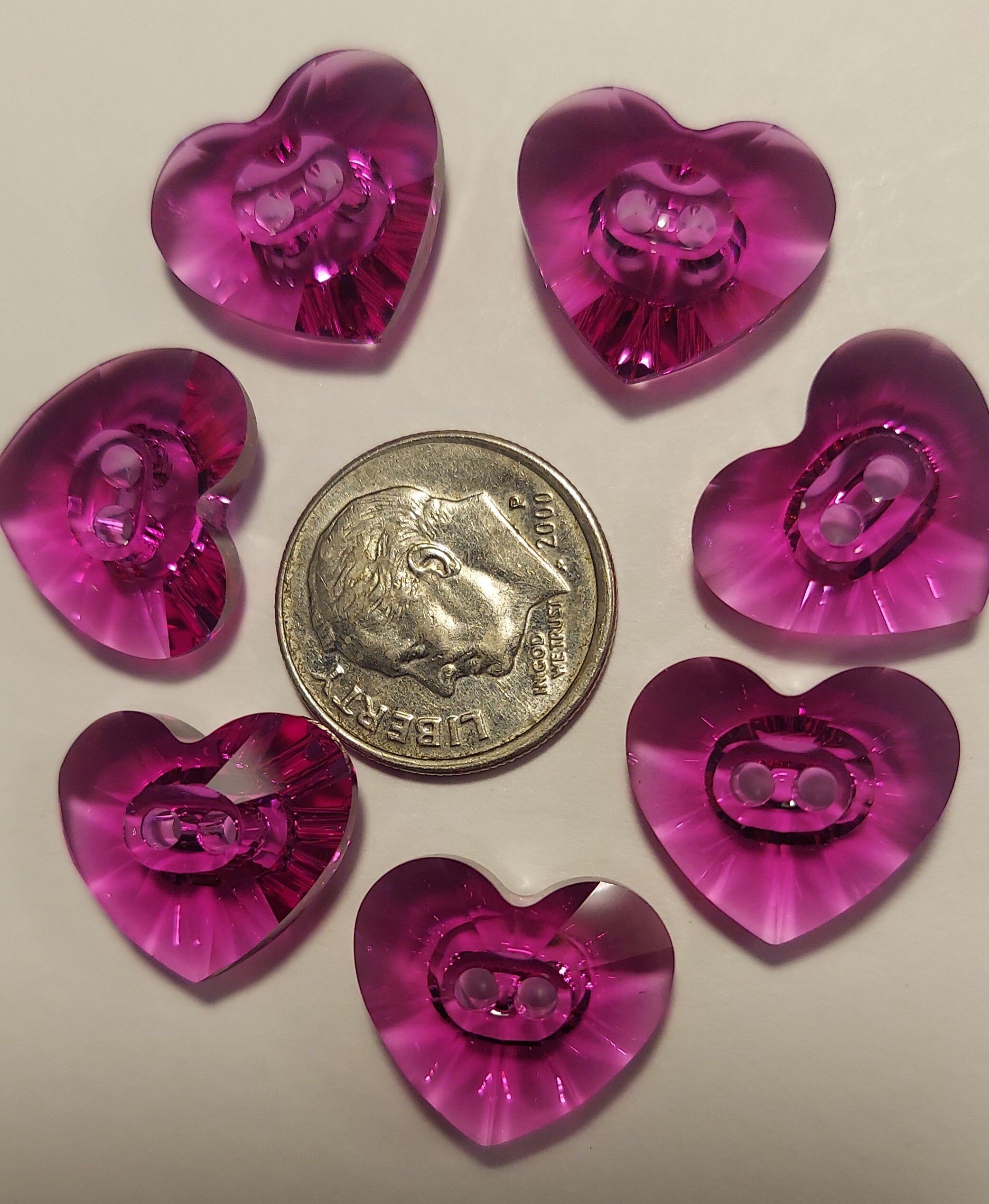 Swarovski Vintage 3023 full Dozen Heart Crystal Button 16X14 Fuchsia ...