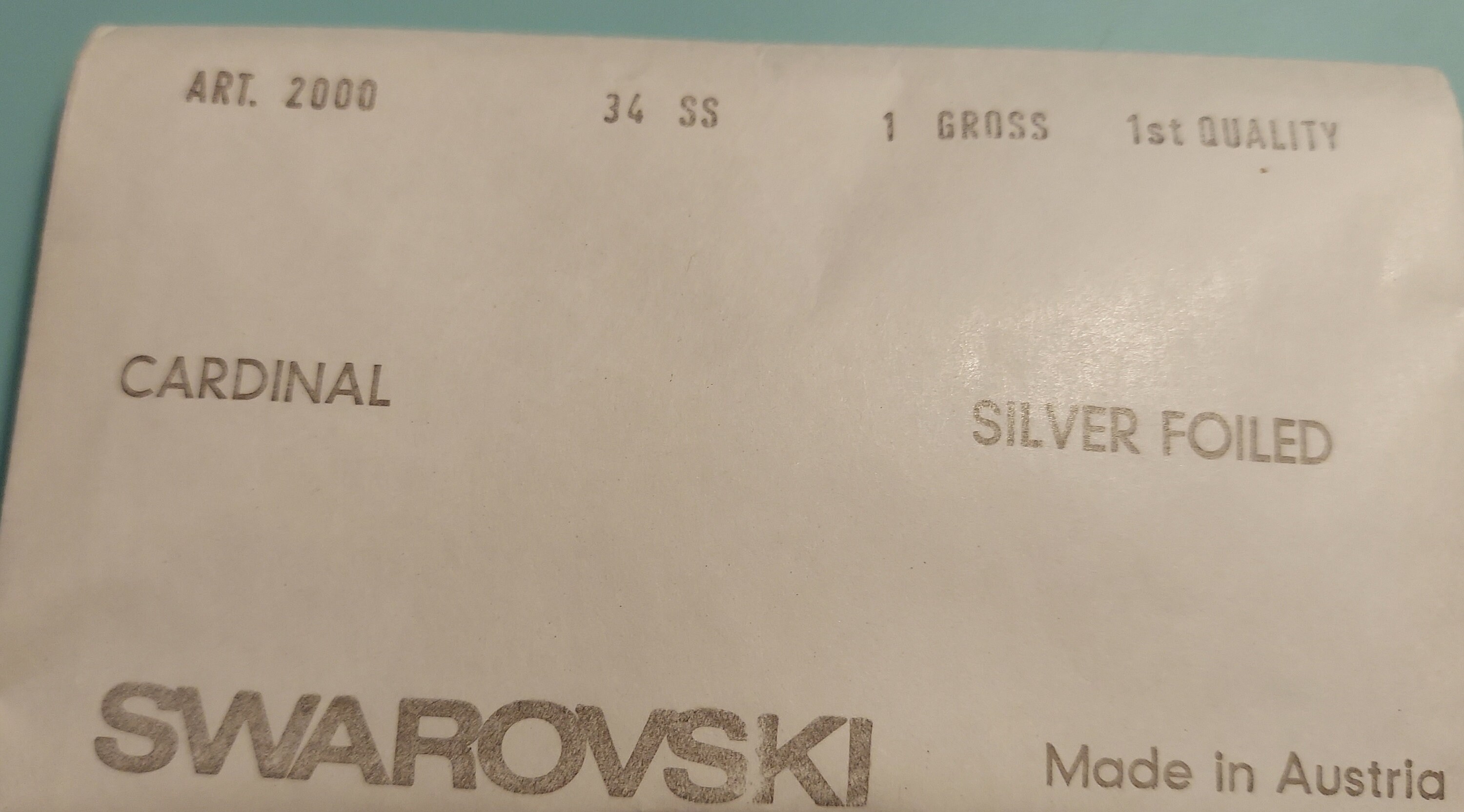 Swarovski Rare ART. 2000 34SS Cardinal Silver Foiled 1 Gross 1st ...
