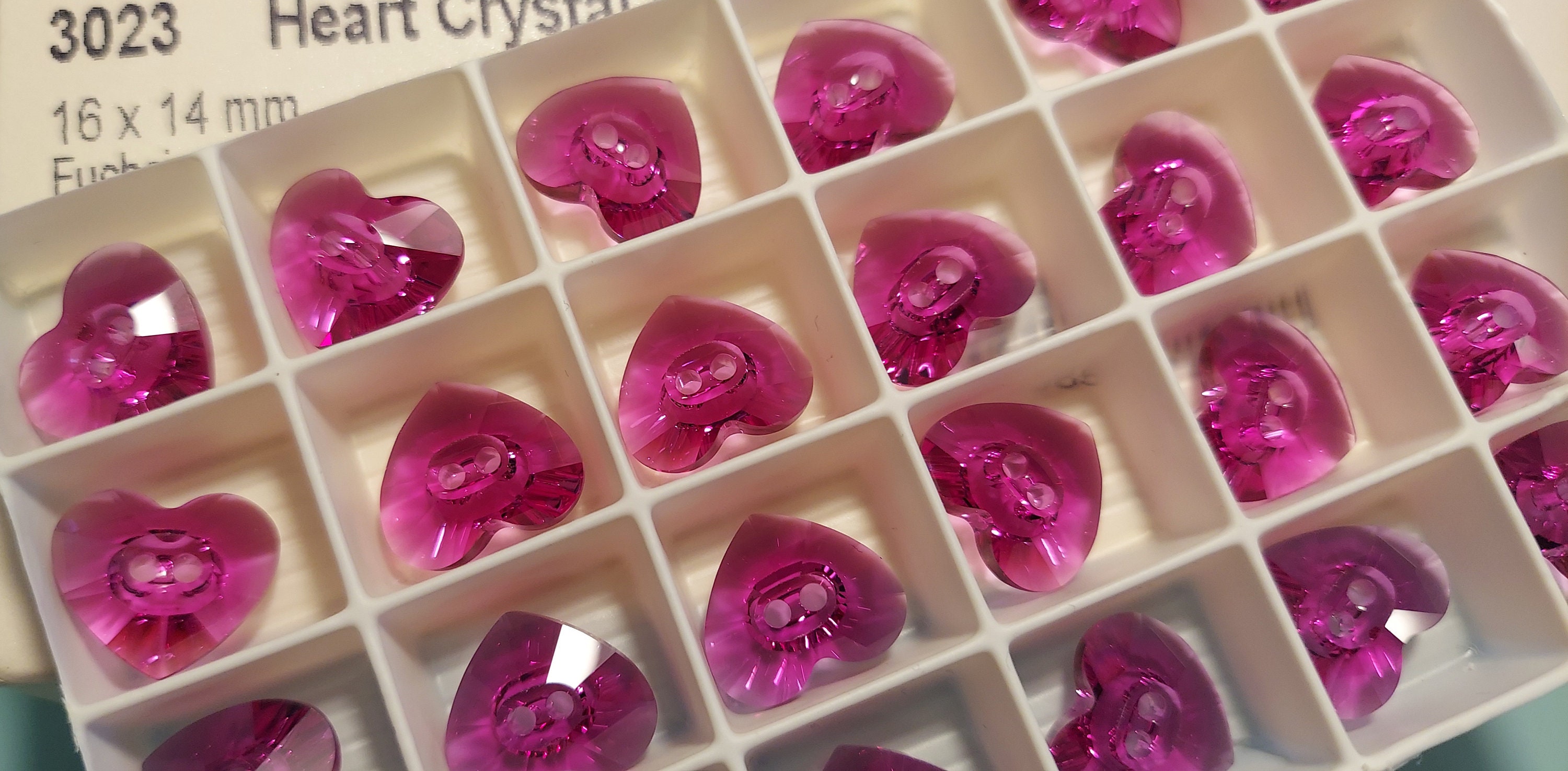 Swarovski Vintage 3023 full Dozen Heart Crystal Button 16X14 Fuchsia ...