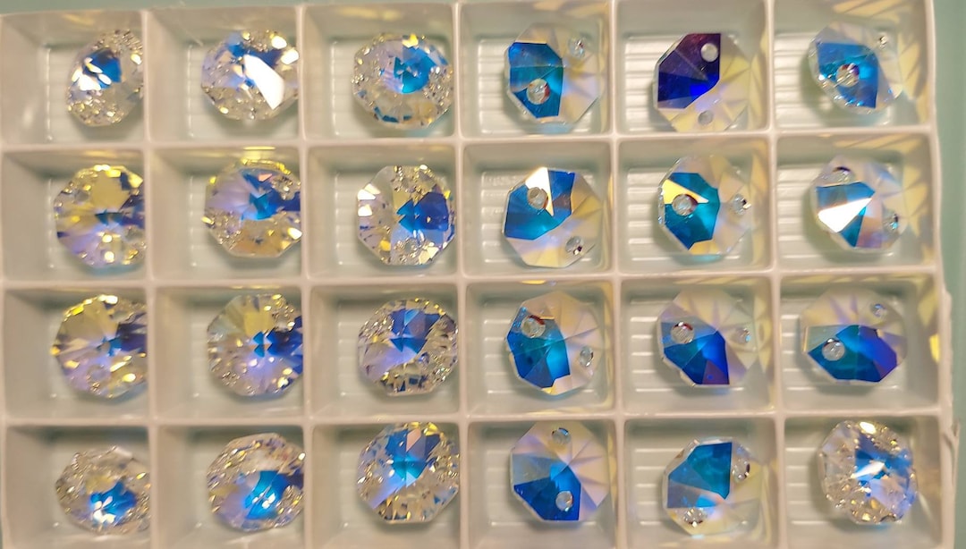 Swarovski 6404 Full Factory SEALED Box of 14mm Crystal Aurore Boreale Octagon (2 Hole) Pendant ...