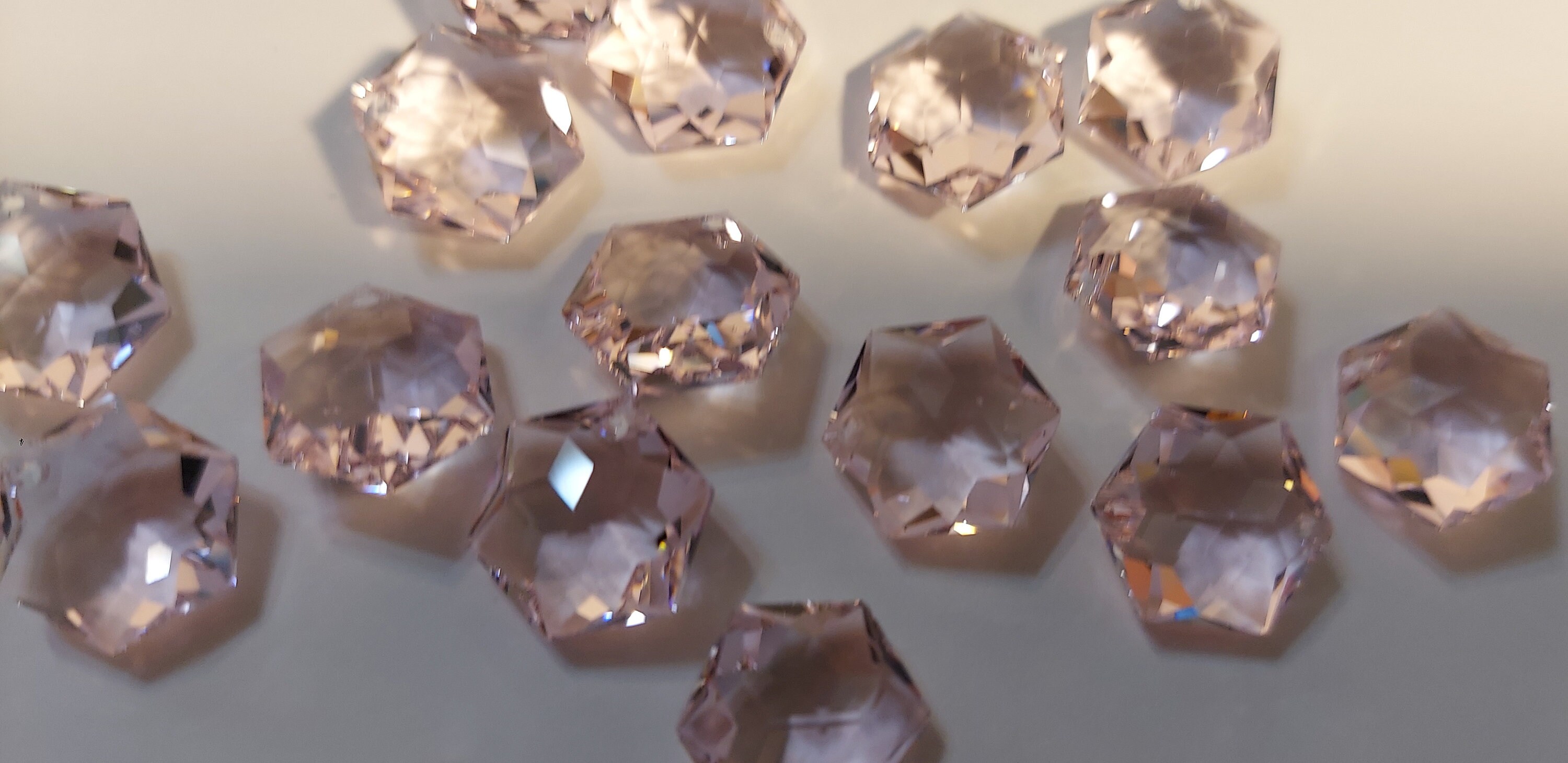 Swarovski Strass Vintage 8135 Rosaline Double Sided Faceting Hexagon 1 ...