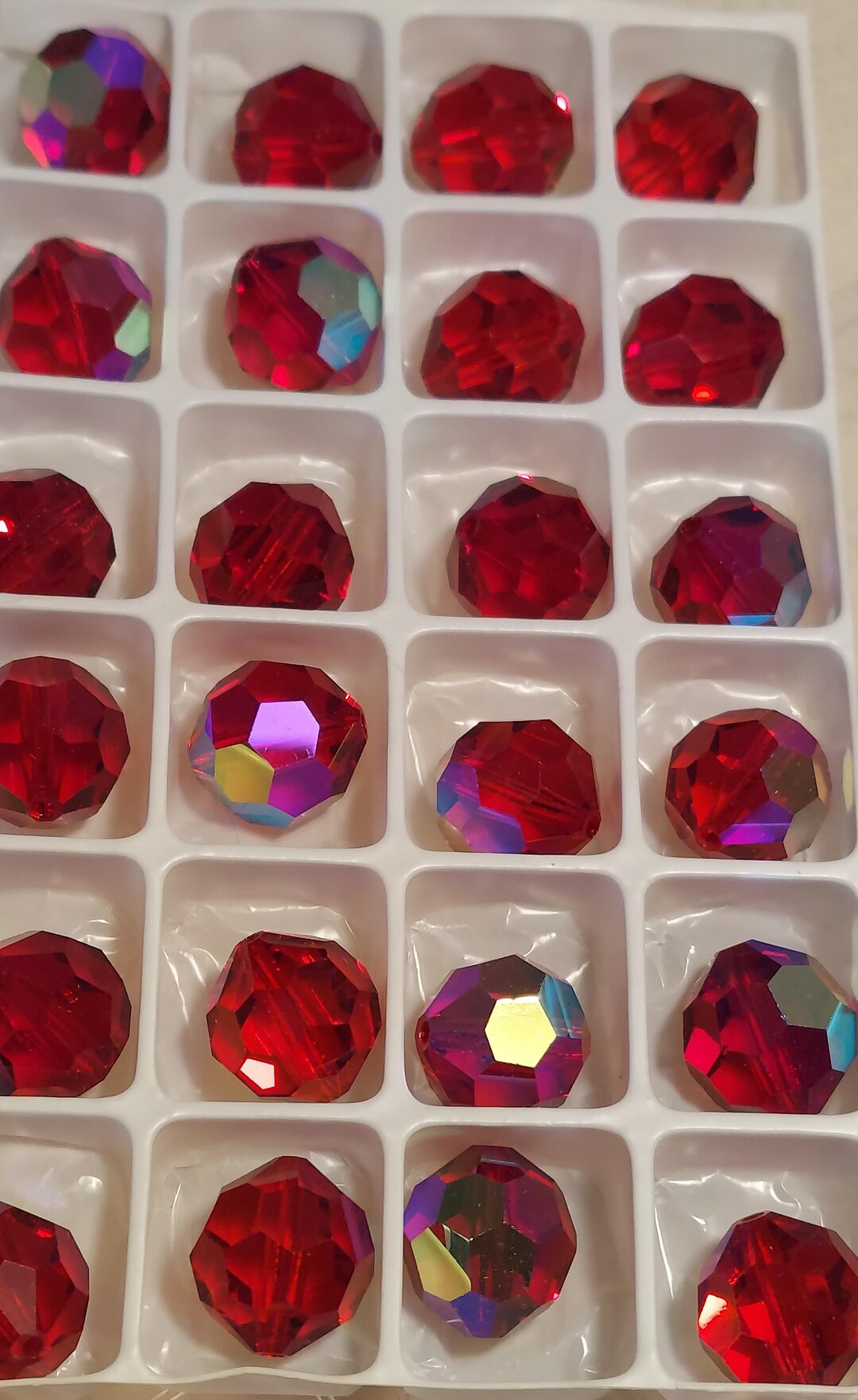 Vintage Bohemian Siam AB 14mm Faceted Refractive First Quality Crystal ...