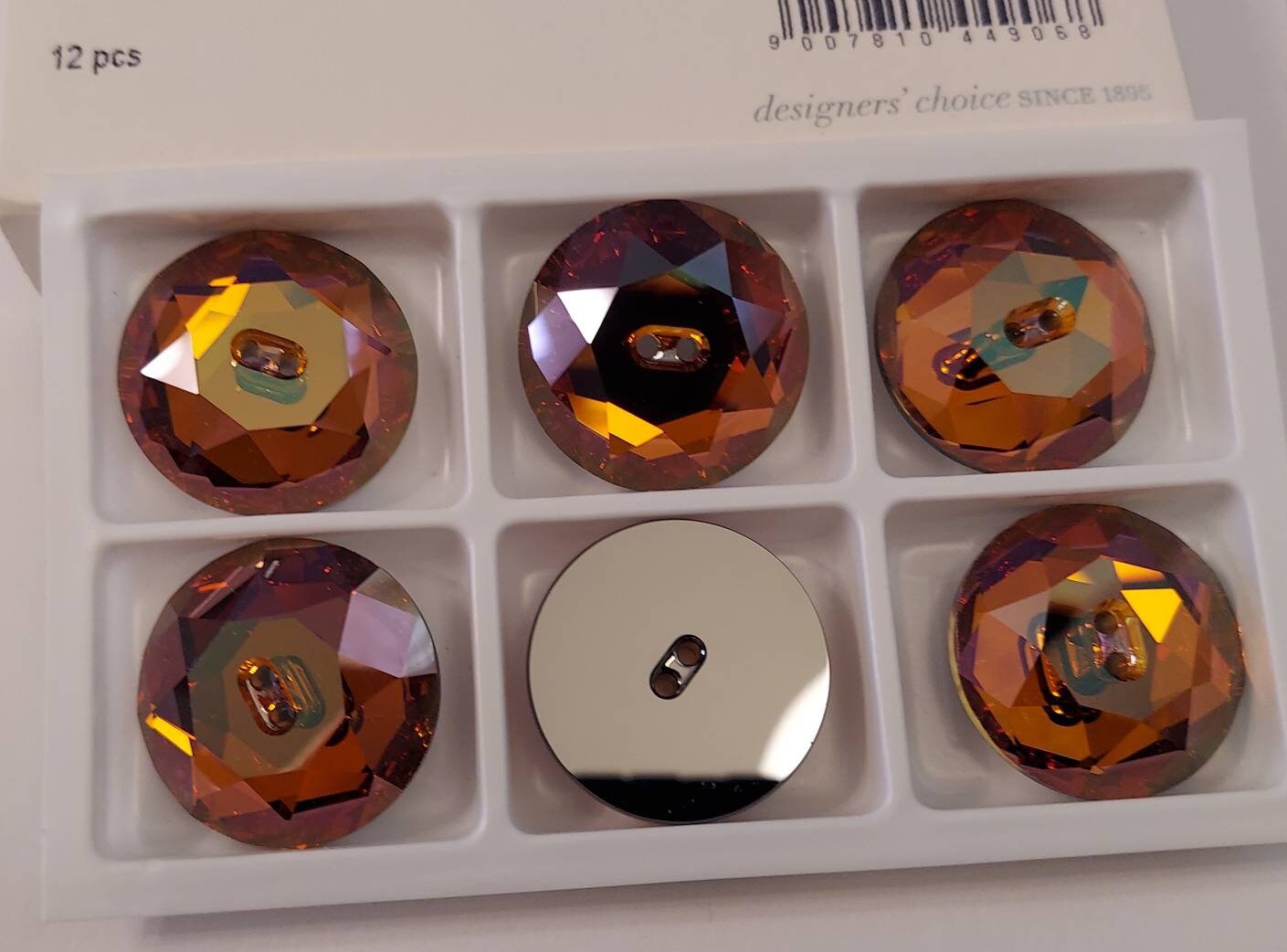 Swarovski 3014 Rare Vintage Crystal Copper Foiled Buttons Huge 30mm ...