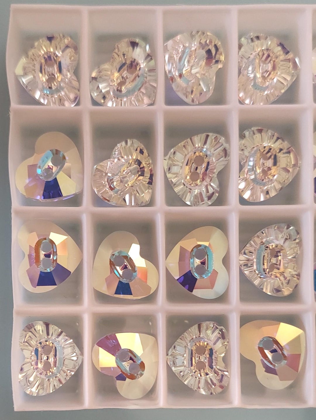 Swarovski Crystal Heart Buttons (6 Piece) Vintage 3023 Vintage Aurore ...