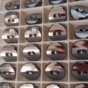 Swarovski SEALED 3035 Crystal Satin Foiled 14mm Factory Sealed Pack of 36 Crystallized Buttons ...