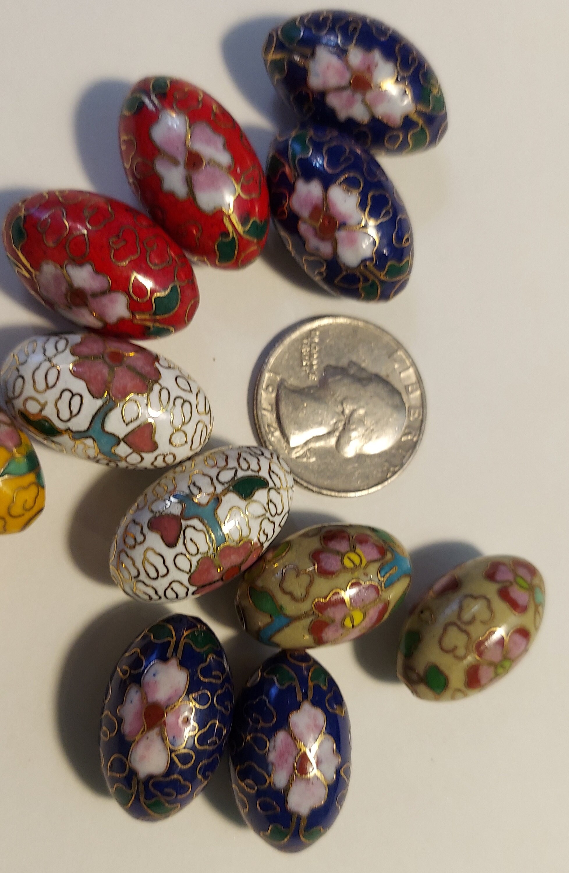 Vintage Cloisonne Color Mix Artistic Oval/egg Shape 25mm X 15mm ...