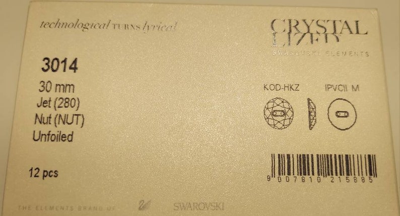 Swarovski SEALED 3014 Vintage Crystal Jet Nut Unfoiled Buttons Huge ...