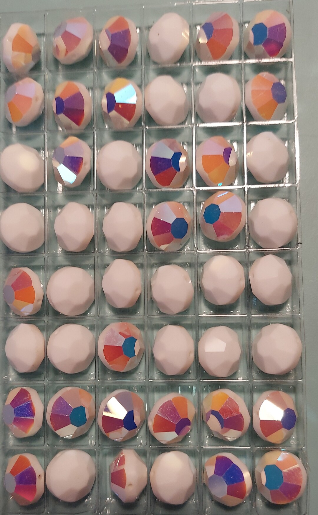 Swarovski Vintage Half Factory Box of 24 Pill Shape Chalk White AB 12mm ...