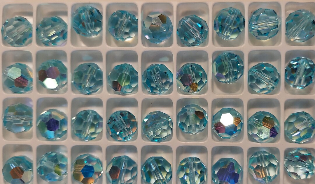 Vintage Bohemian Aqua AB 12mm Faceted Refractive First Quality Crystal ...
