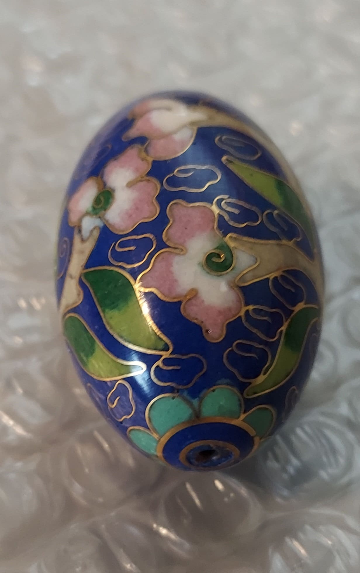 Vintage Cloisonne Cobolt Blue & Color Tapestry Artistic Oval/egg Shape ...