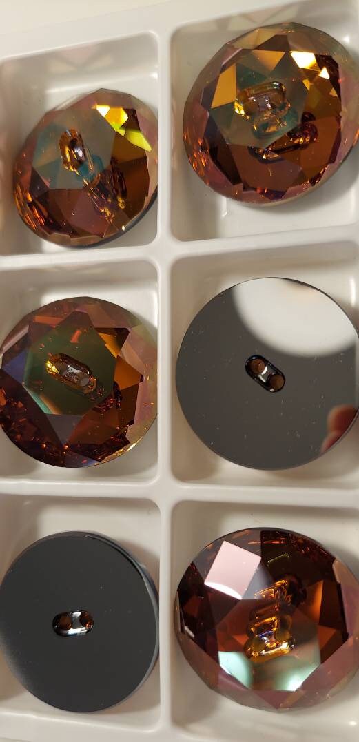 Swarovski 3014 Rare Vintage Crystal Copper Foiled Buttons Huge 30mm ...