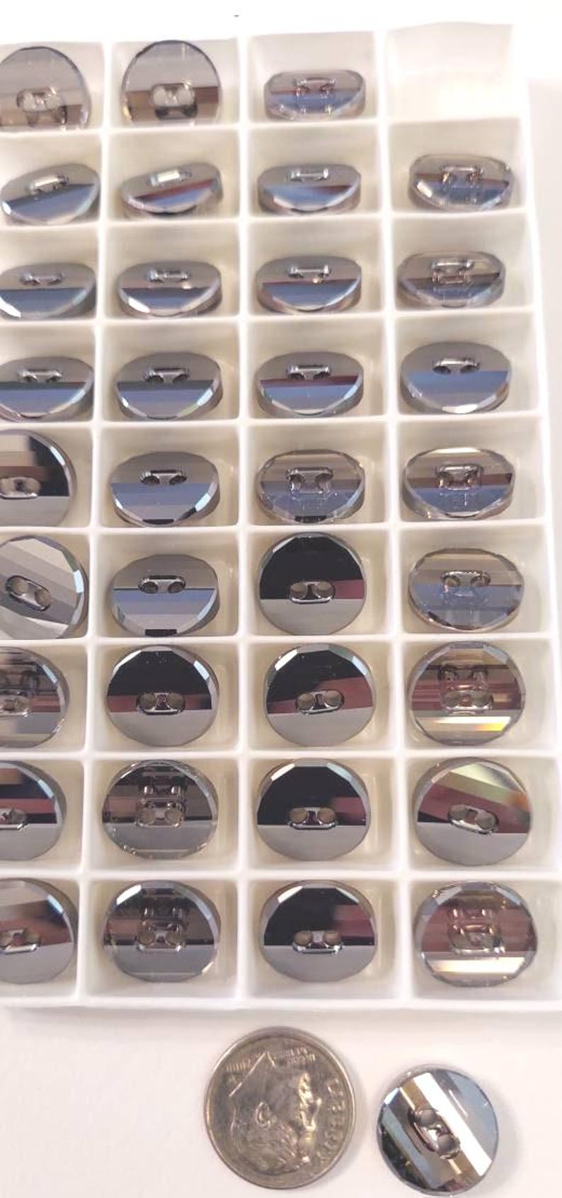 Swarovski SEALED 3035 Crystal Satin Foiled 14mm Factory Sealed Pack of 36 Crystallized Buttons ...