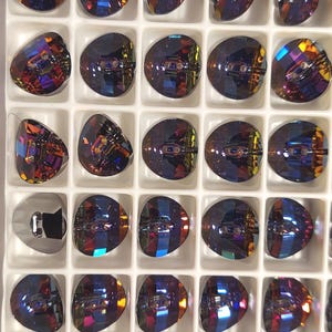 Swarovski 3016 Factory Sealed Box of Mesmerizing Crystal Meridian Blue M-foiled Crystal Button ...
