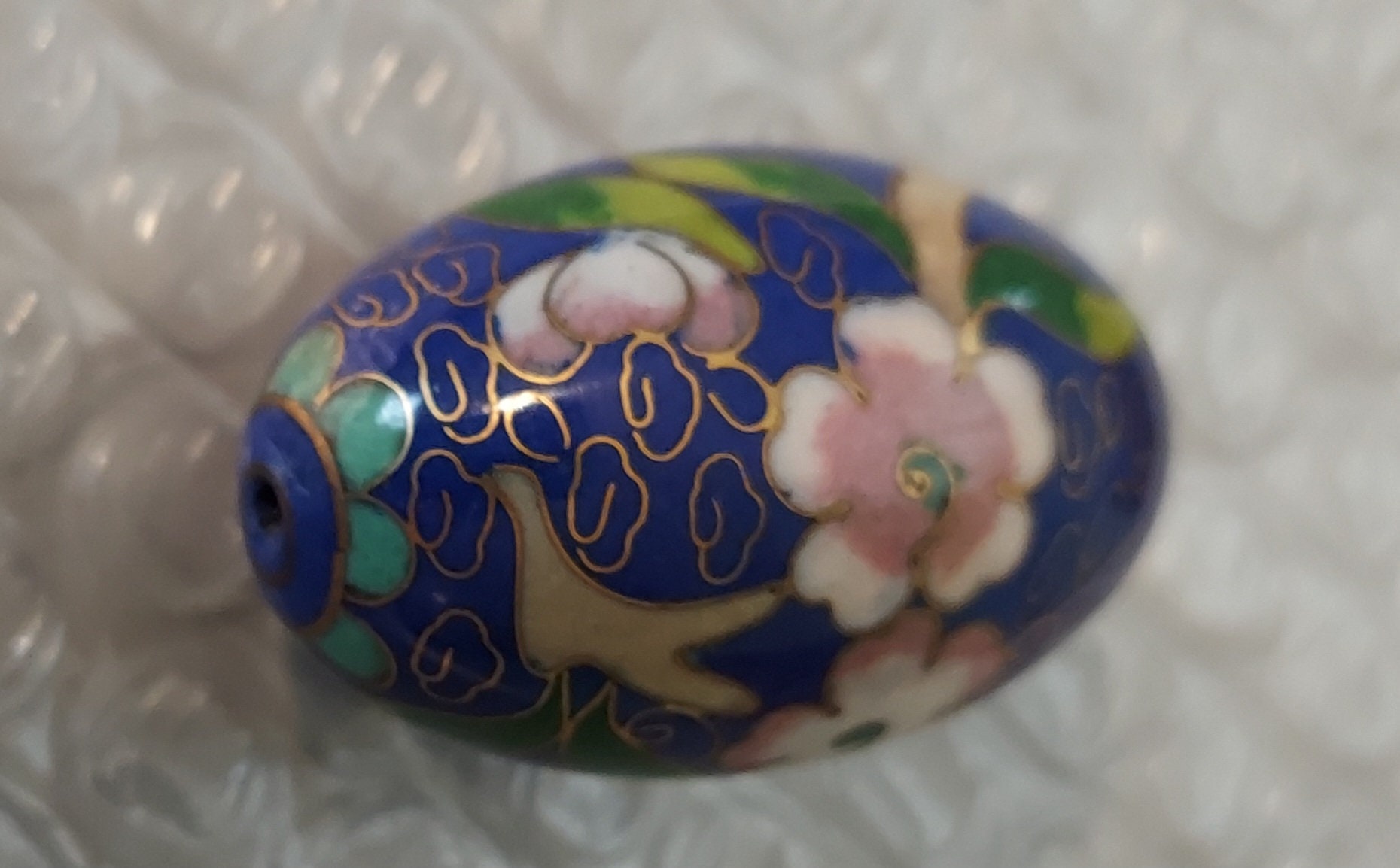 Vintage Cloisonne Cobolt Blue & Color Tapestry Artistic Oval/egg Shape ...