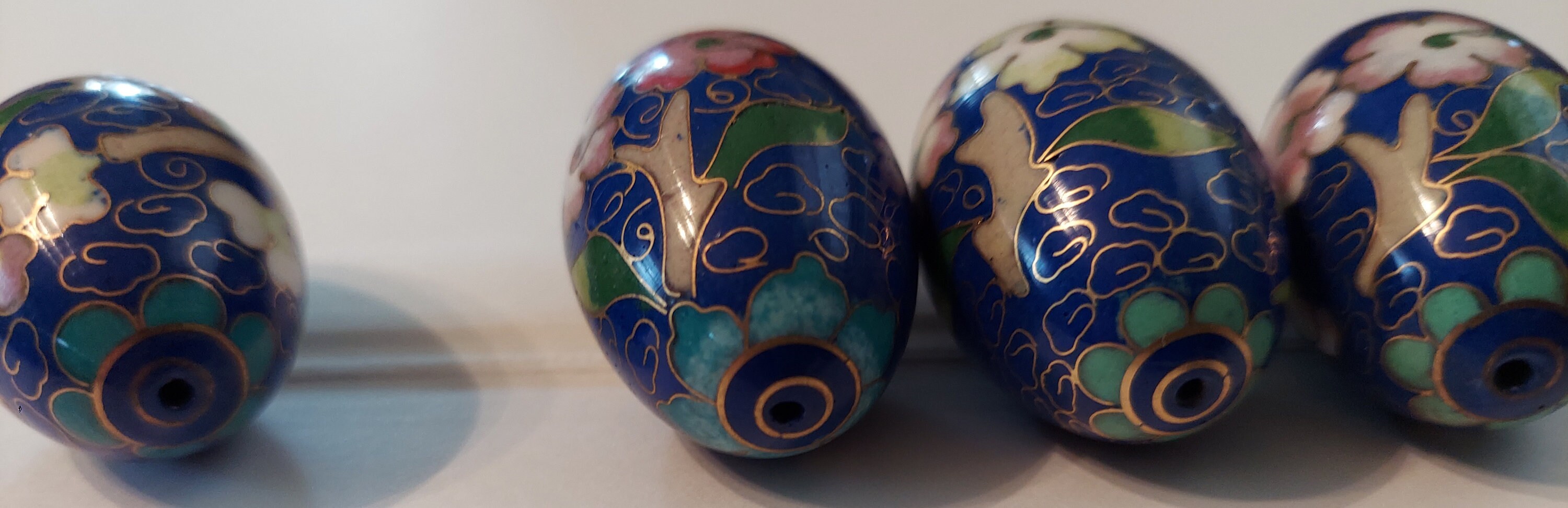 Vintage Cloisonne Cobolt Blue & Color Tapestry Artistic Oval/egg Shape ...