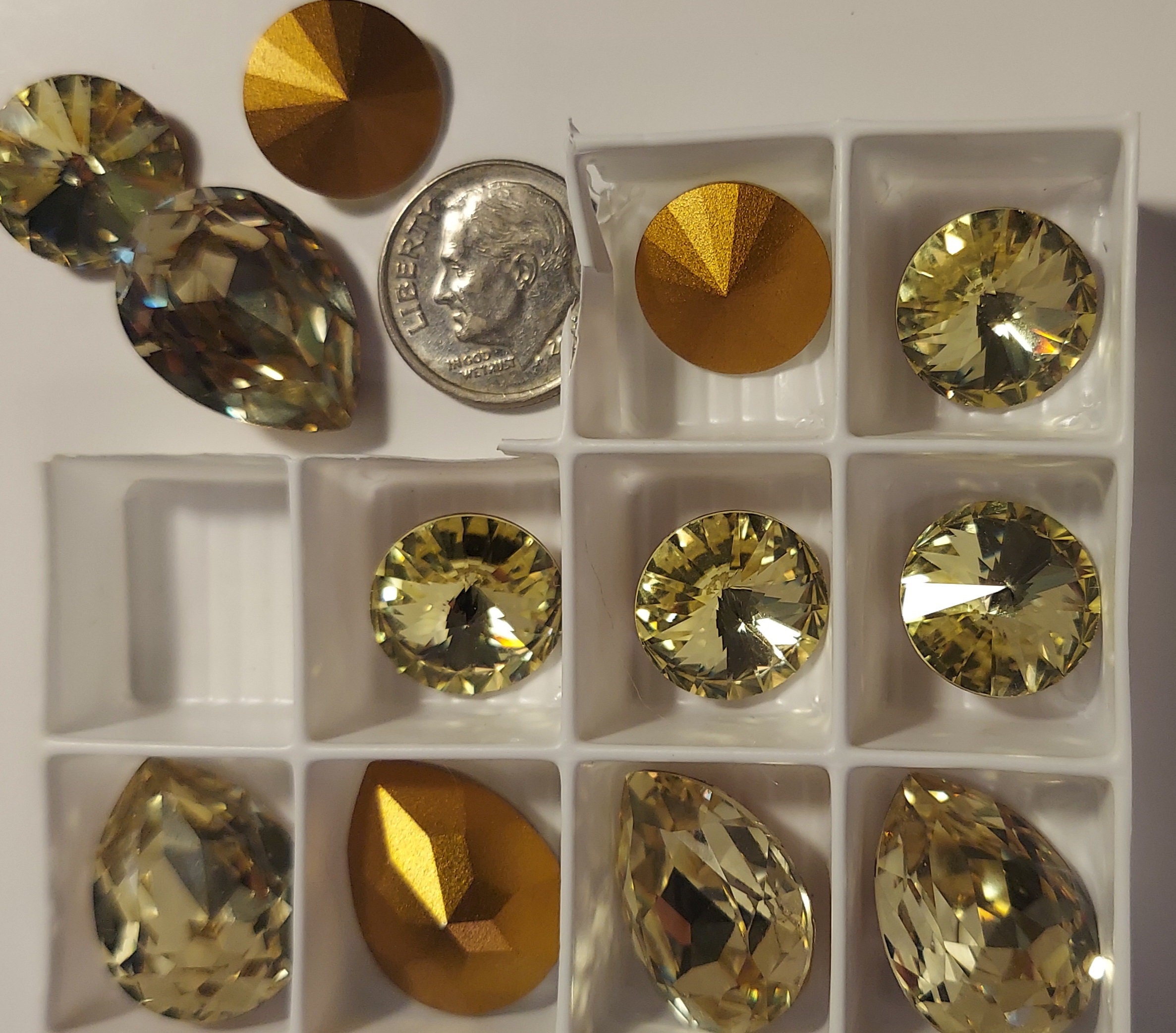 Swarovski Vintage Brilliant Cut Jonquil 10 Gemlike Stones/cabs With ...