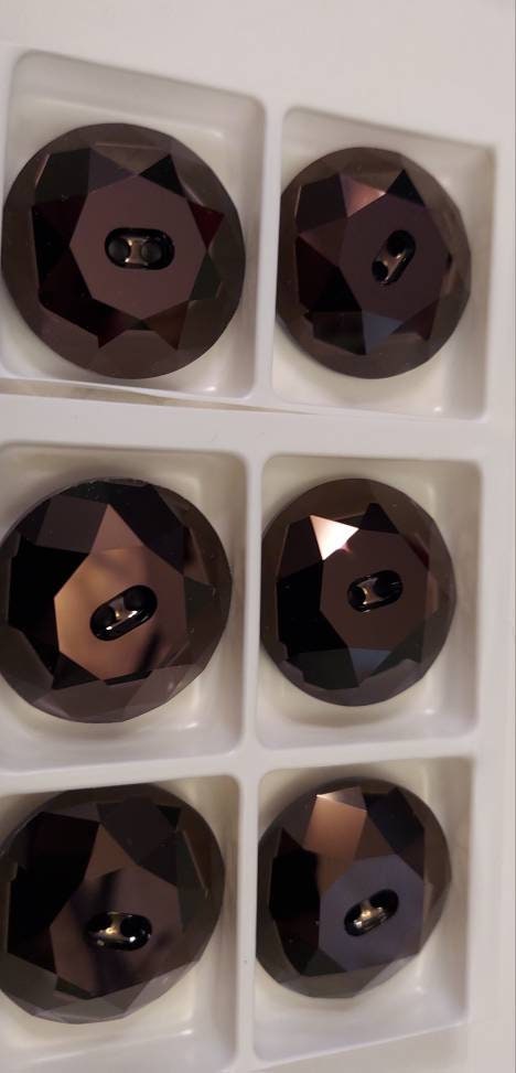 Swarovski SEALED 3014 Vintage Crystal Jet Nut Unfoiled Buttons Huge 30mm Sealed Factory Pack of ...