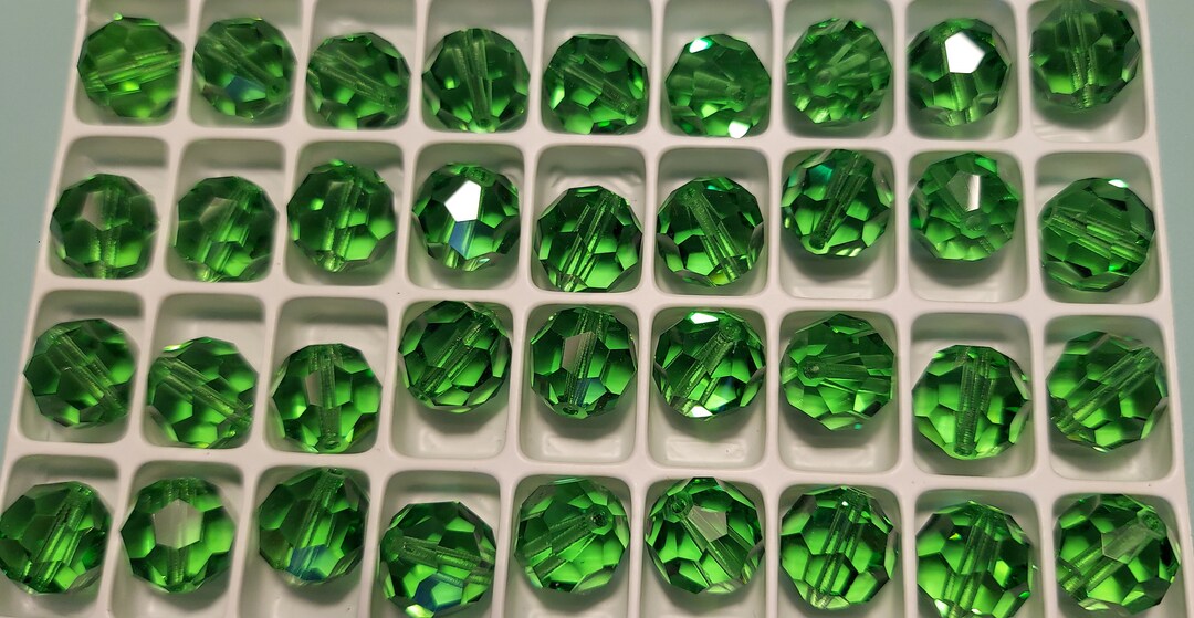 Vintage Peridot 12mm Faceted Refractive First Quality Crystal Rounds in ...