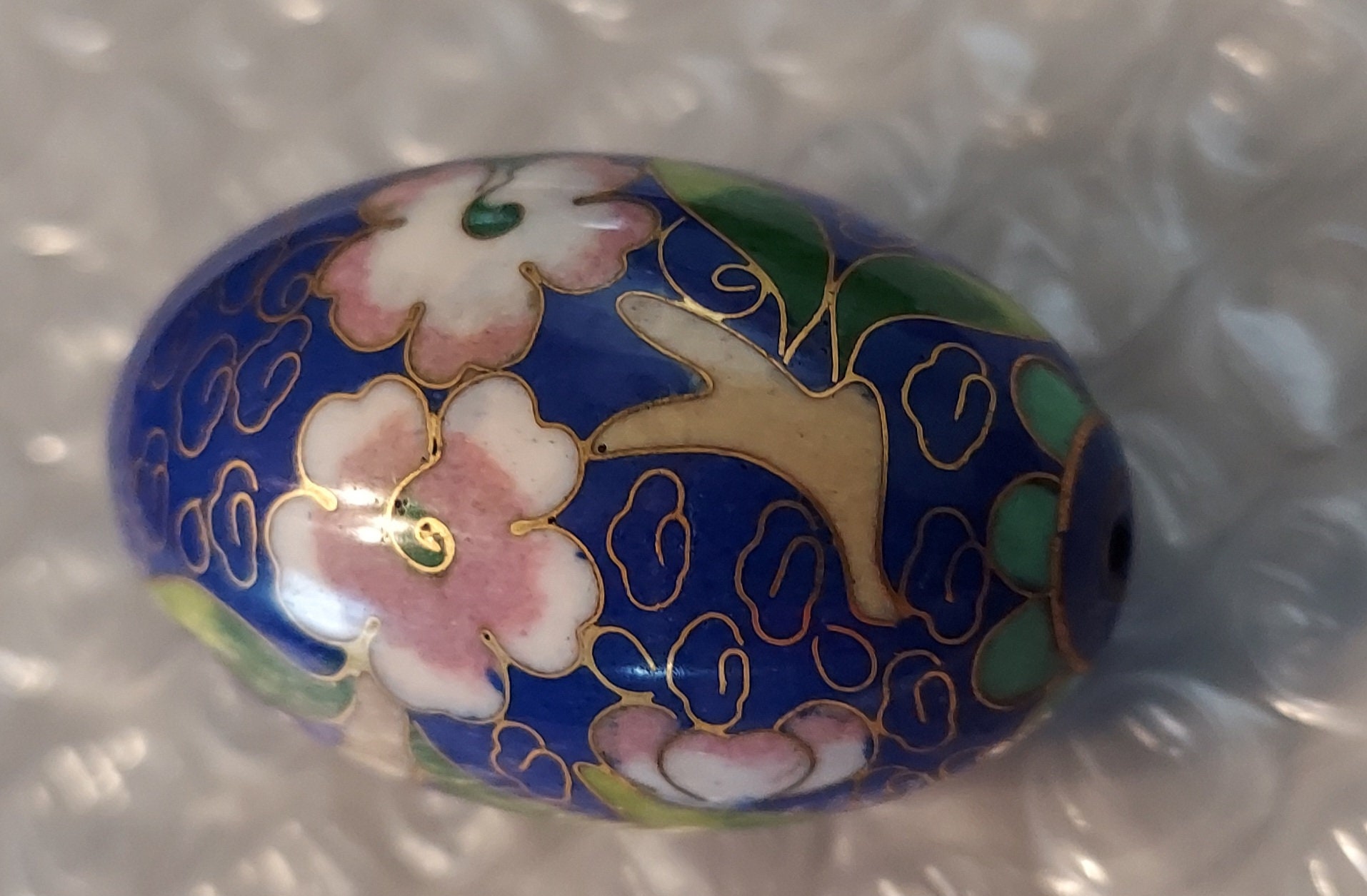 Vintage Cloisonne Cobolt Blue & Color Tapestry Artistic Oval/egg Shape ...