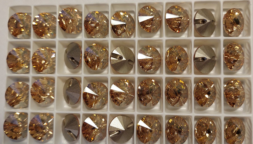 Swarovski Rare Factory Sealed 3015 Crystal Golden Shadow Foiled " the Look of Spun Gold" 14mm ...