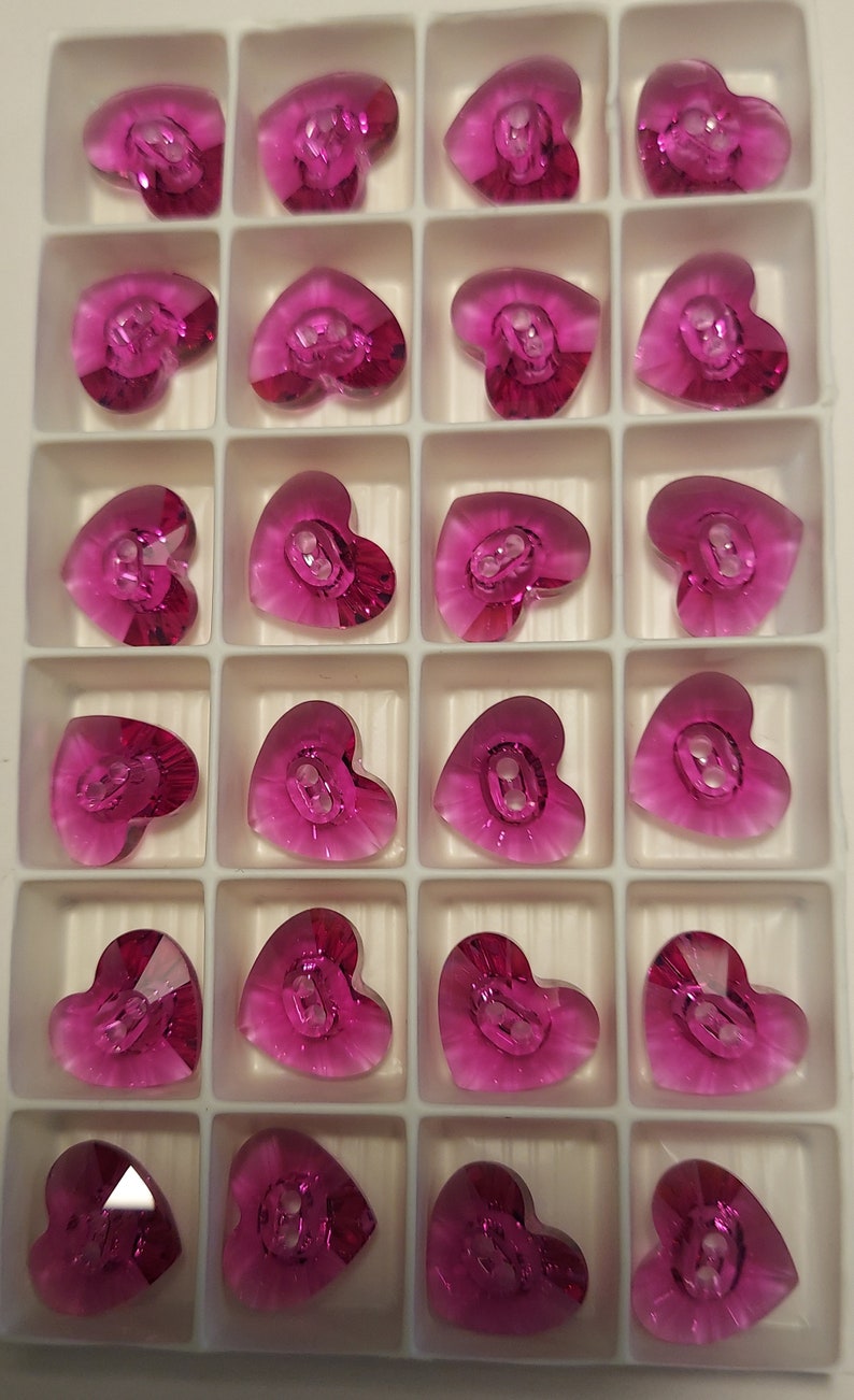 Swarovski Vintage 3023 full Dozen Heart Crystal Button 16X14 Fuchsia ...