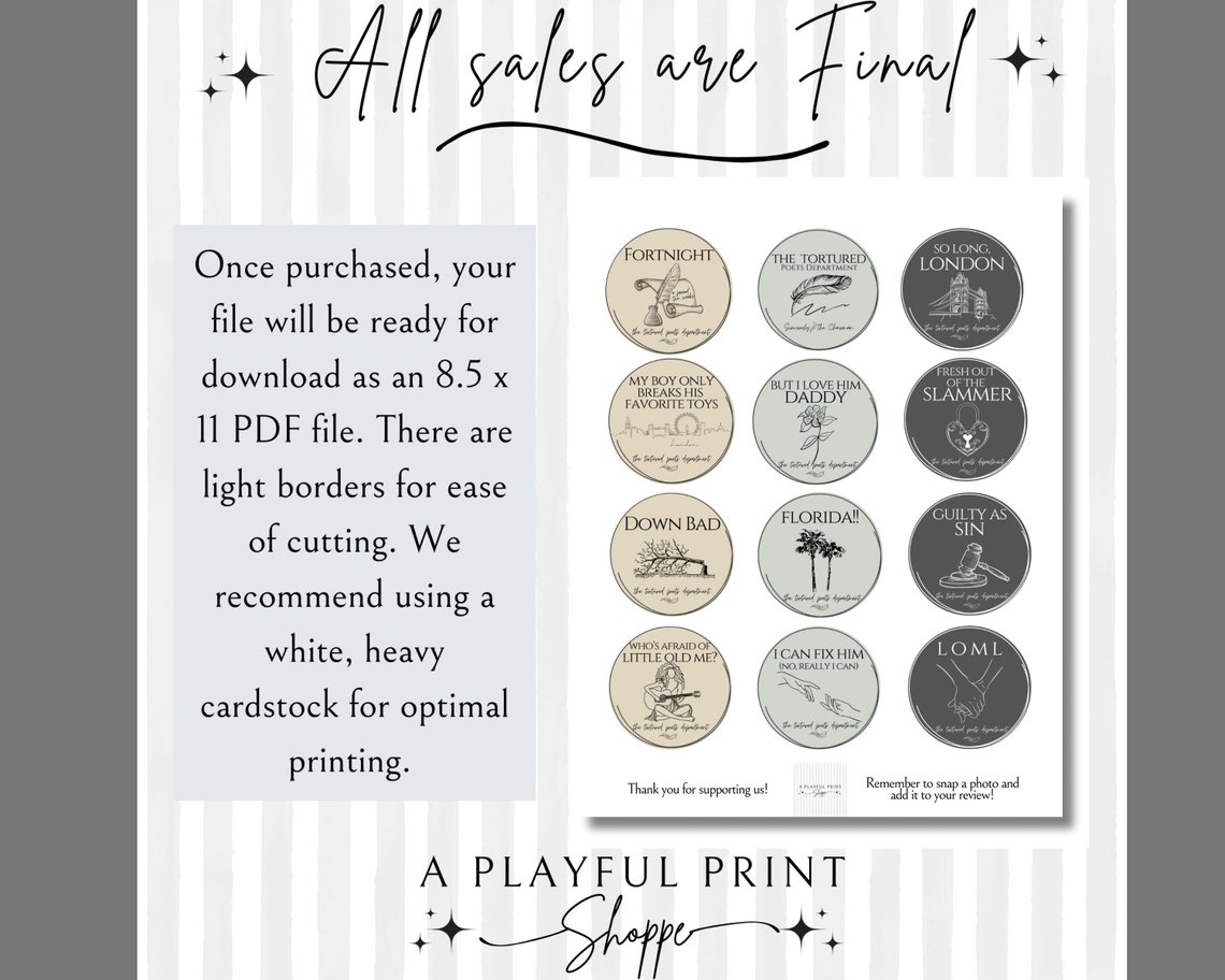 Printable TS TTPD the Tortured Poets Department Cupcake Toppers T Swift ...