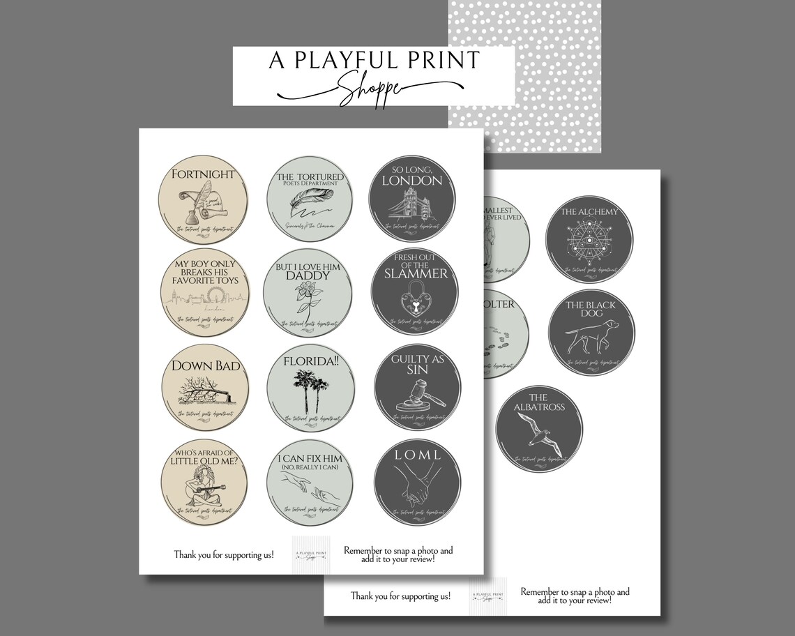 Printable TS TTPD the Tortured Poets Department Cupcake Toppers T Swift ...