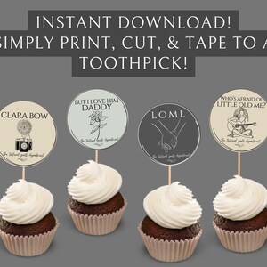 Printable TS TTPD the Tortured Poets Department Cupcake Toppers T Swift ...