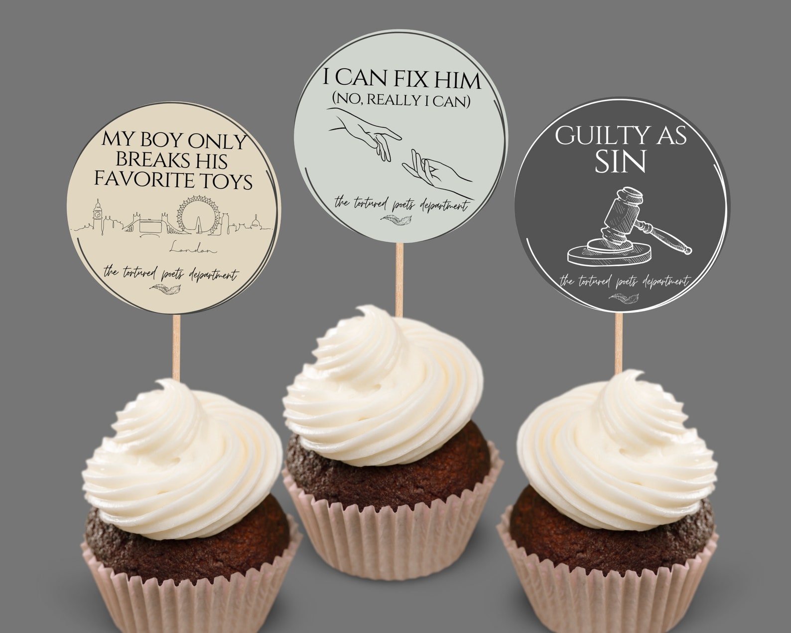 Printable TS TTPD the Tortured Poets Department Cupcake Toppers T Swift ...