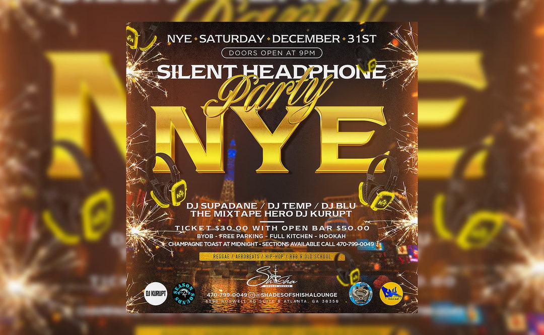 New Years Eve Party Flyer Template for Photoshop, DIY Event Flyer ...